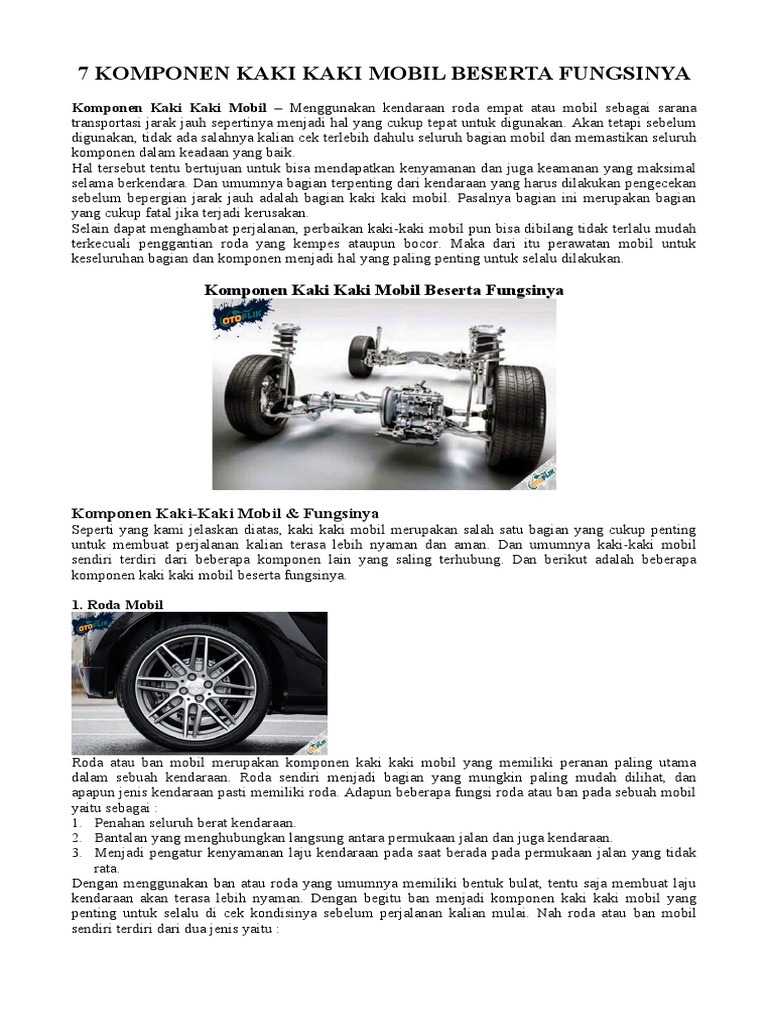 Komponen Kaki-Kaki Mobil dan Fungsinya | PDF | Griya & Taman ...