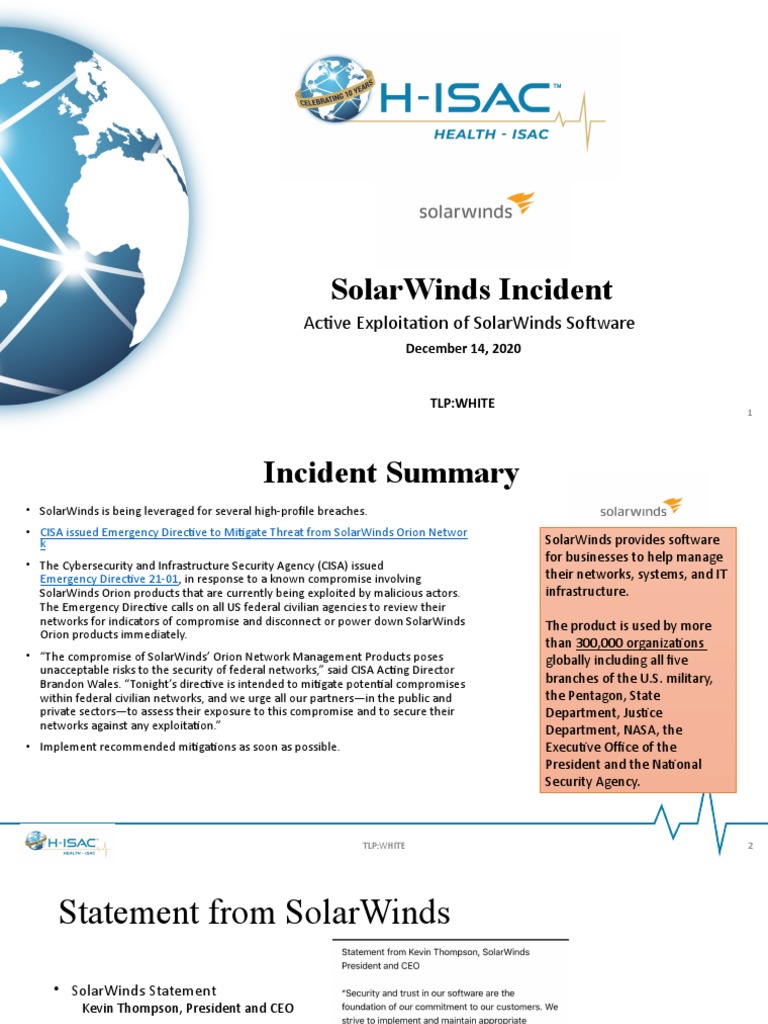 SolarWInds Incident | PDF | Computer Law | Computer Science