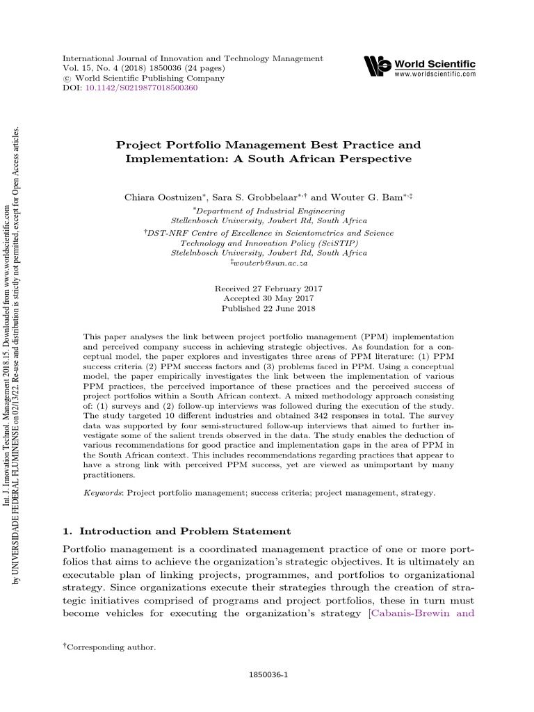 Project Portfolio Management Best Practice and Implementation - A South ...