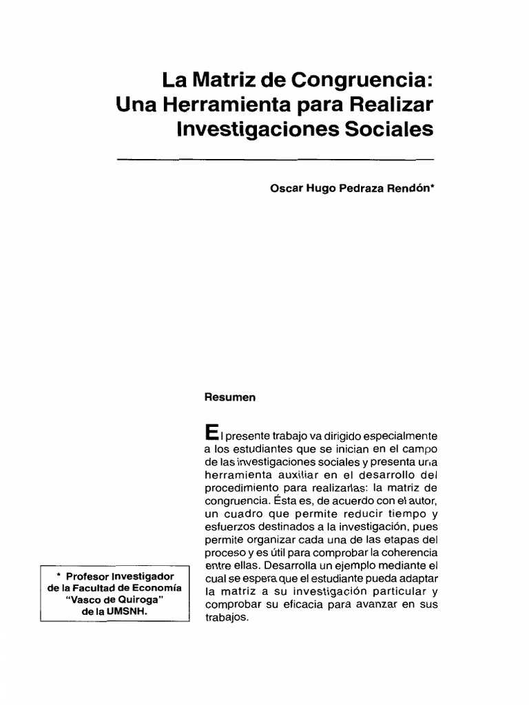 La Matriz de Congruencia Una Herramienta | PDF | Hipótesis | Diseño