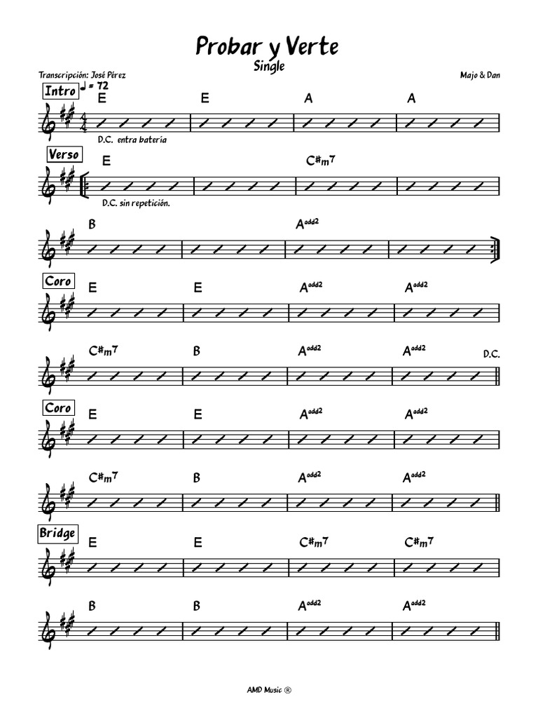 Probar y Verte - CHORD CHART | PDF