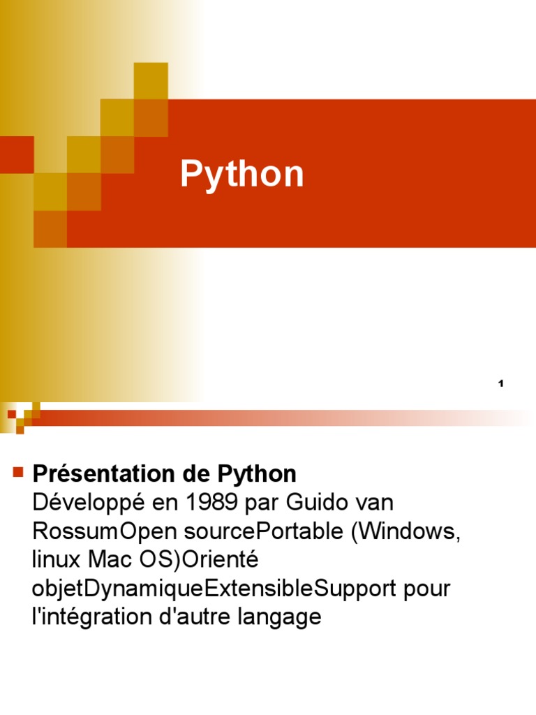 Cours Python 1 Pdf Structure De Contrôle Python Langage De