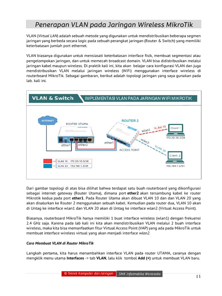 Penerapan VLAN Pada Jaringan Wireless MikroTik | PDF | Komputer