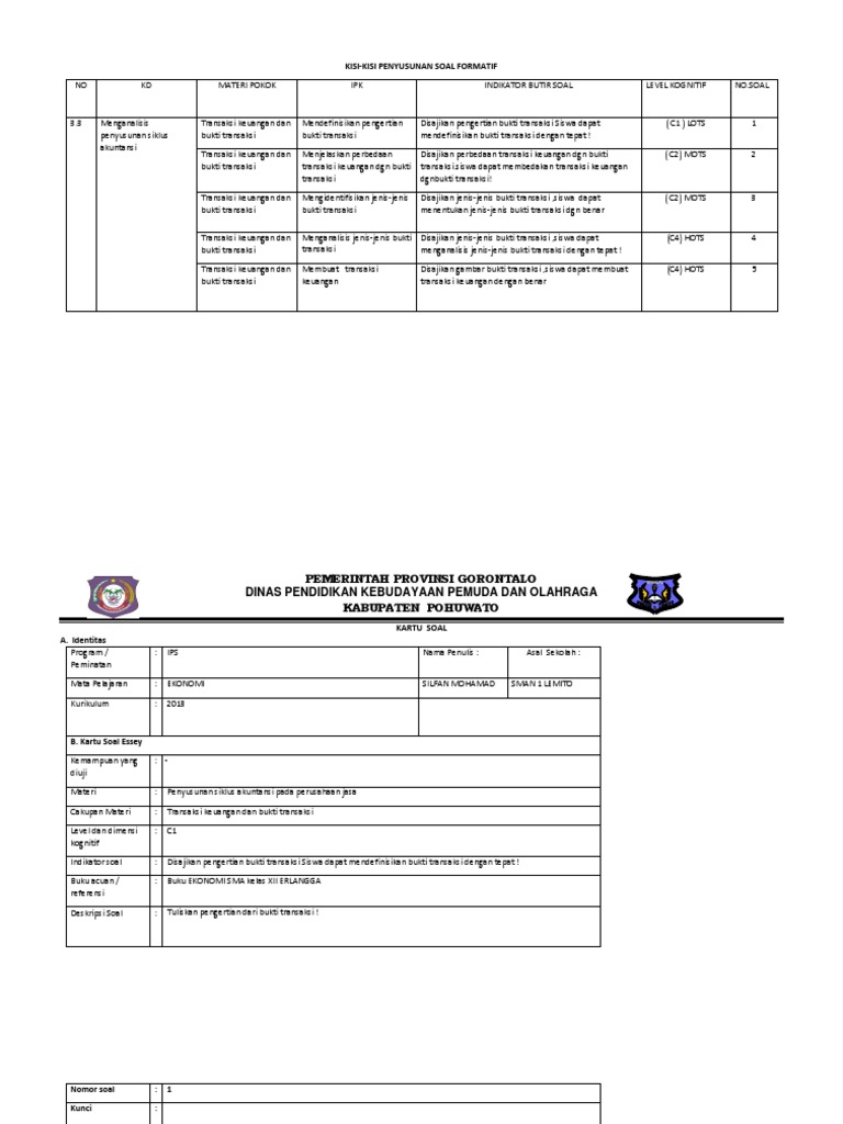 KISI-KISI SOAL & KARTU SOAL KLS XII Silfan | PDF | Karier & Perkembangan | Bisnis