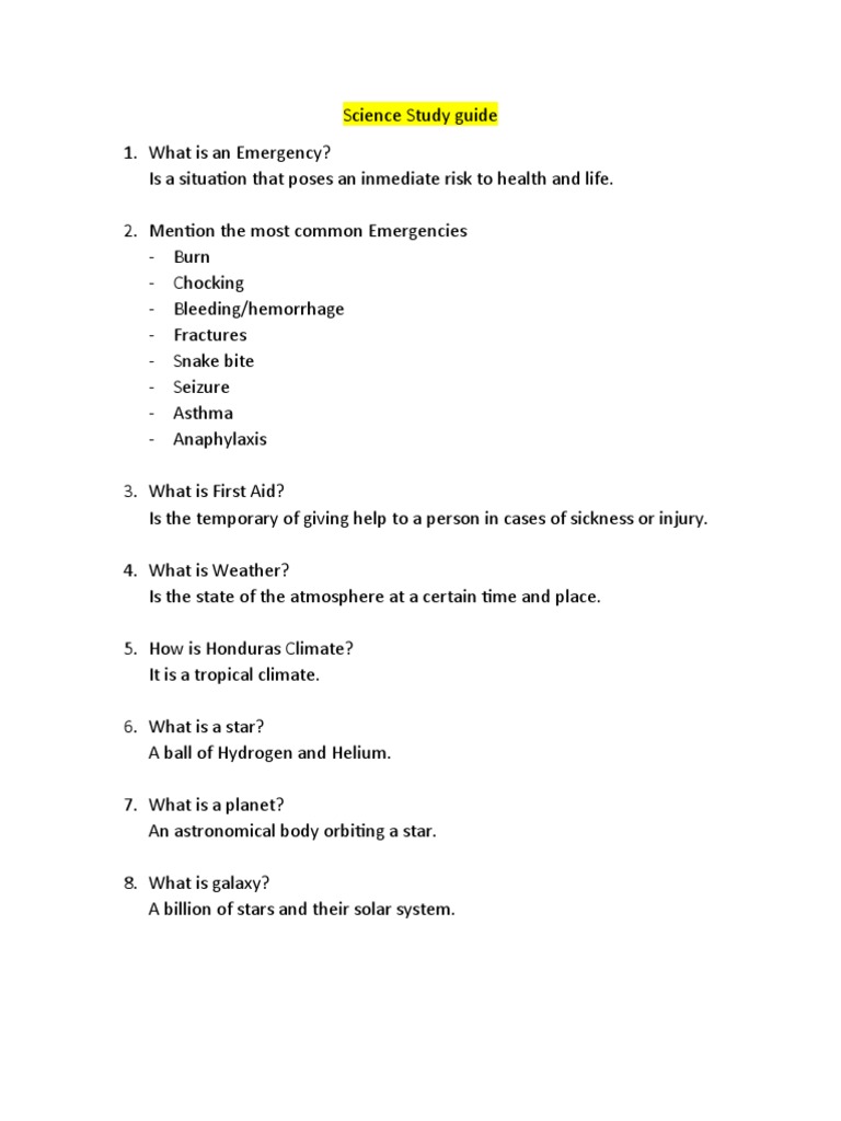 Science Study Guide | PDF