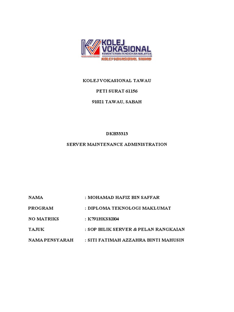 Sop Bilik Server Pdf