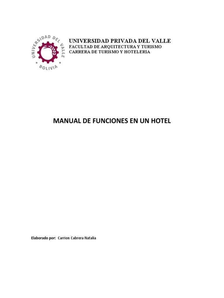 Manual de Funcionamiento de Un Hotel | PDF | Hotel | Contabilidad
