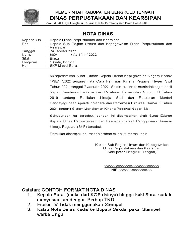 Contoh Nota Dinas | PDF