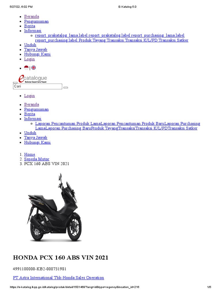 Honda PCX Spesifikasi Dan Harga (2) - 1-5 | PDF