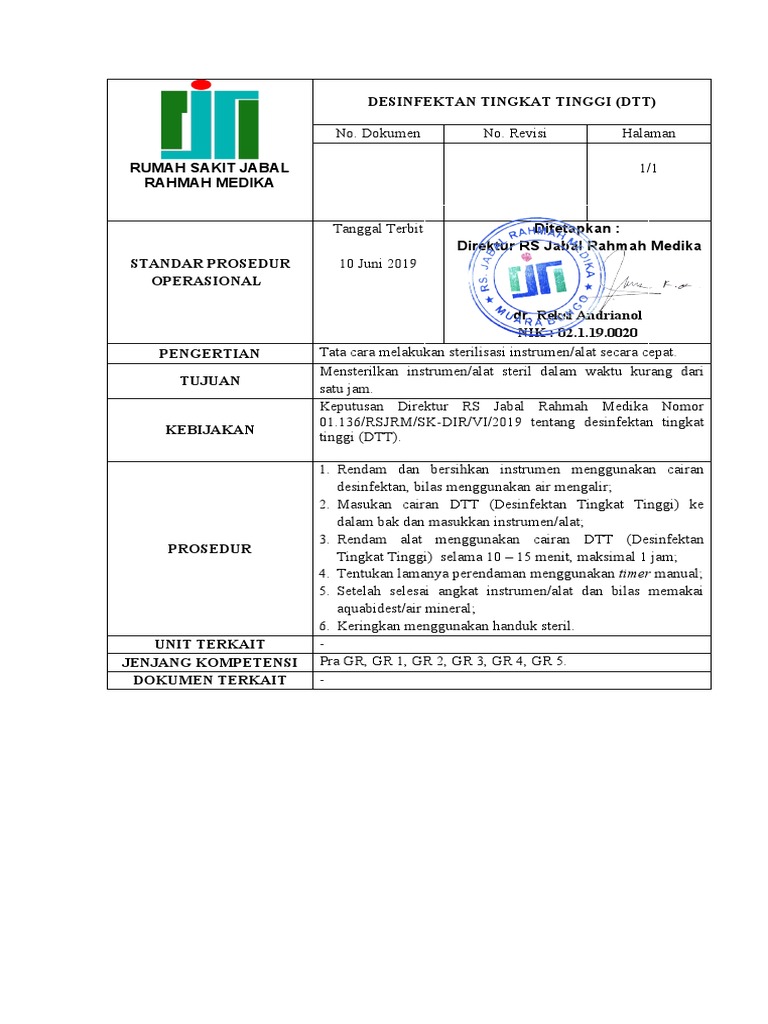 Spo Dekontaninasi Tingkat Tinggi (DTT) | PDF | Kesehatan Holistik