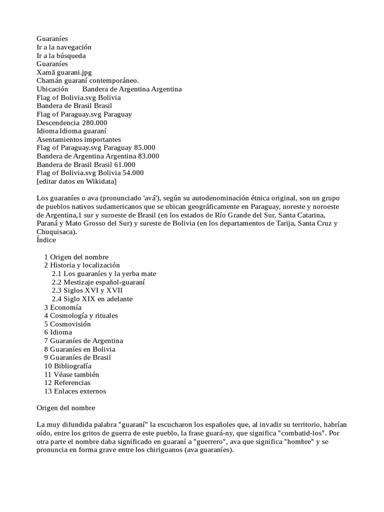 Historia y origen de los guaraníes | PDF | Estudios de idiomas ...