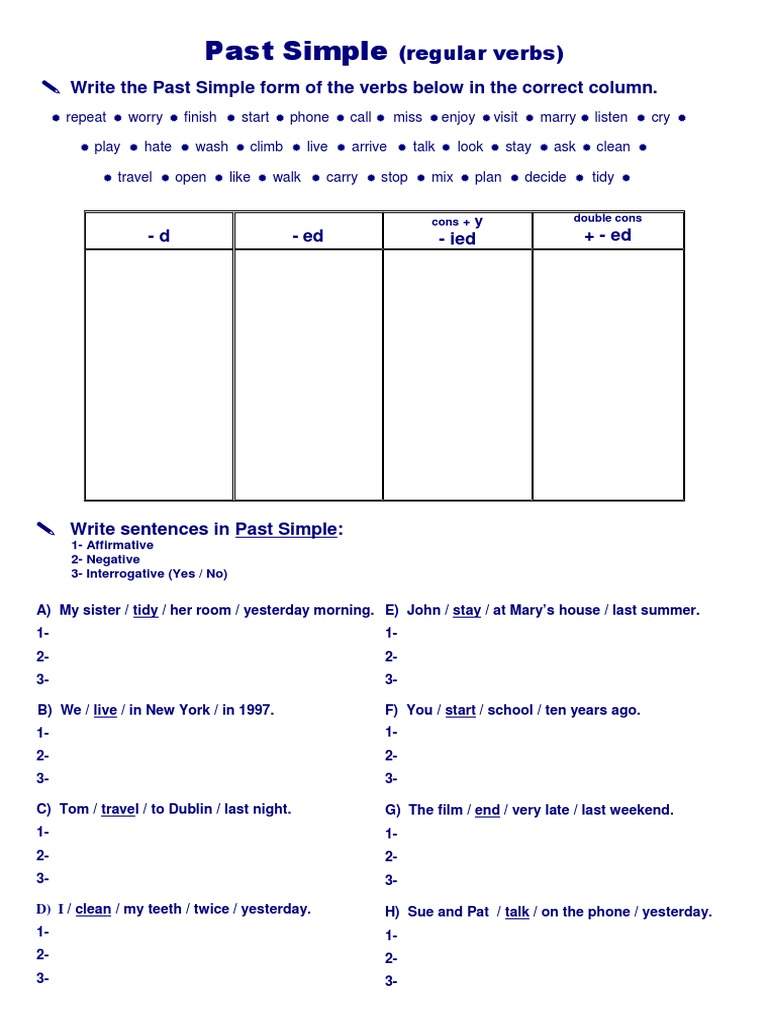 PAST SIMPLE (Reg. & Irreg. Verbs) Grammar+ Exercises 1º ESO (Curso 202-13) | PDF