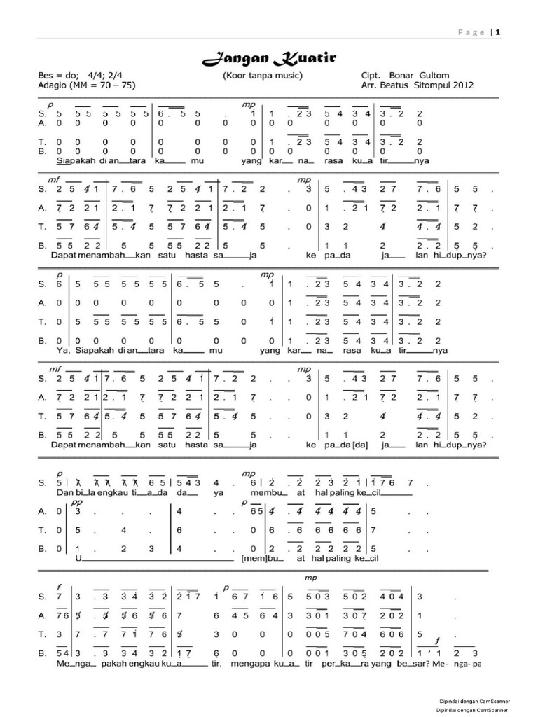 Jangan Kuatir (Satb | PDF