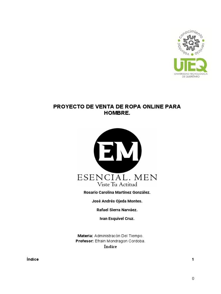 Proyecto de Venta de Ropa Online para Hombre | PDF | Planificación ...