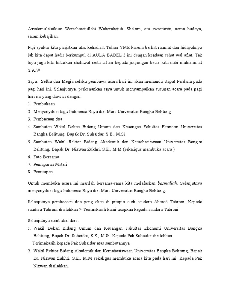 Teks MC Rapat Perdana | PDF