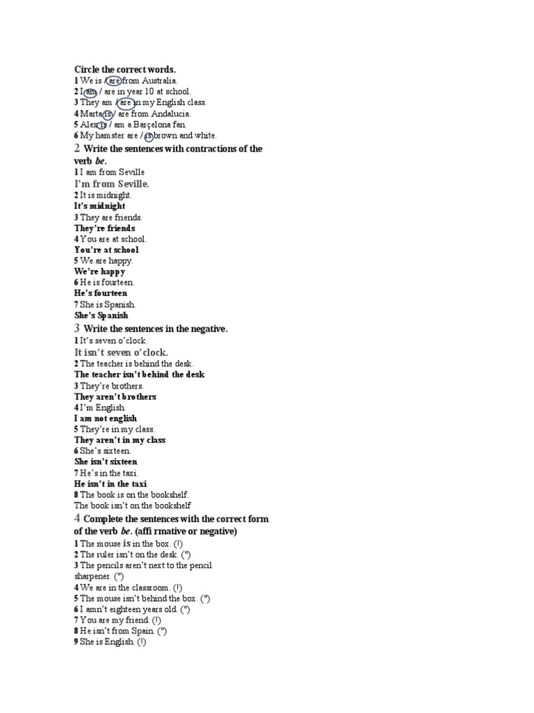 1 Write The Correct Possessive Adjective For The | PDF | English ...