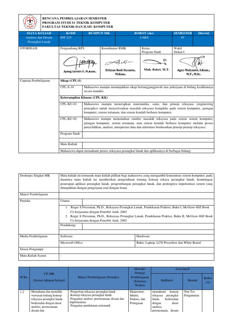 RPS - Analisis Dan Pemodelan Prangkat Lunak | PDF