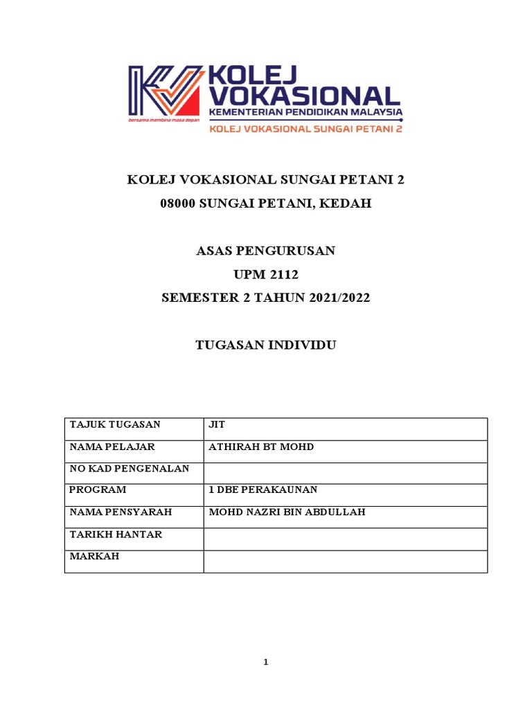 Tugasan Individu Asas Pengurusan | PDF