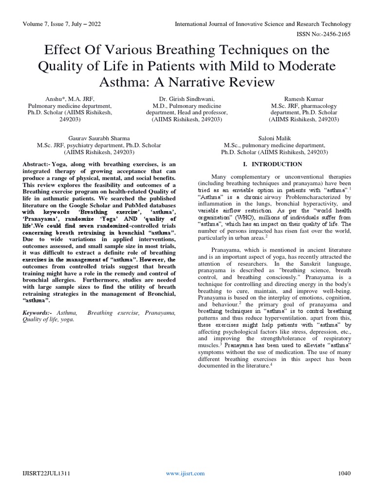 Breathing Techniques and Asthma Quality of Life | PDF | Asthma ...