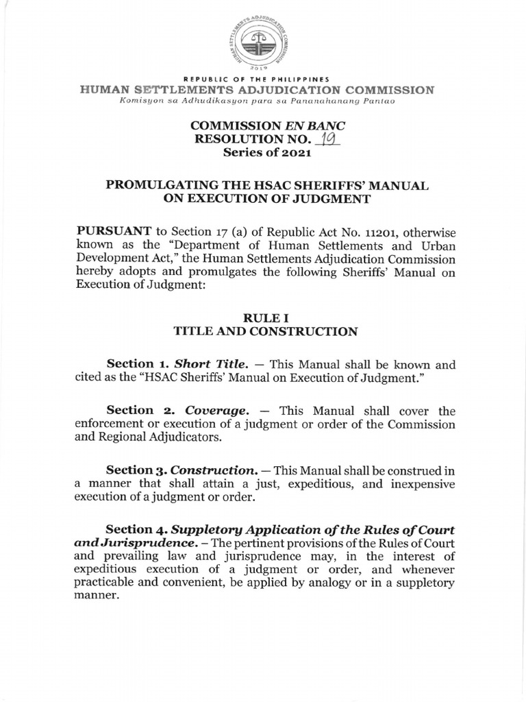 EBR-NO. 19 Series of 2021 Promulgating The HSAC Sheriff's Manual On ...