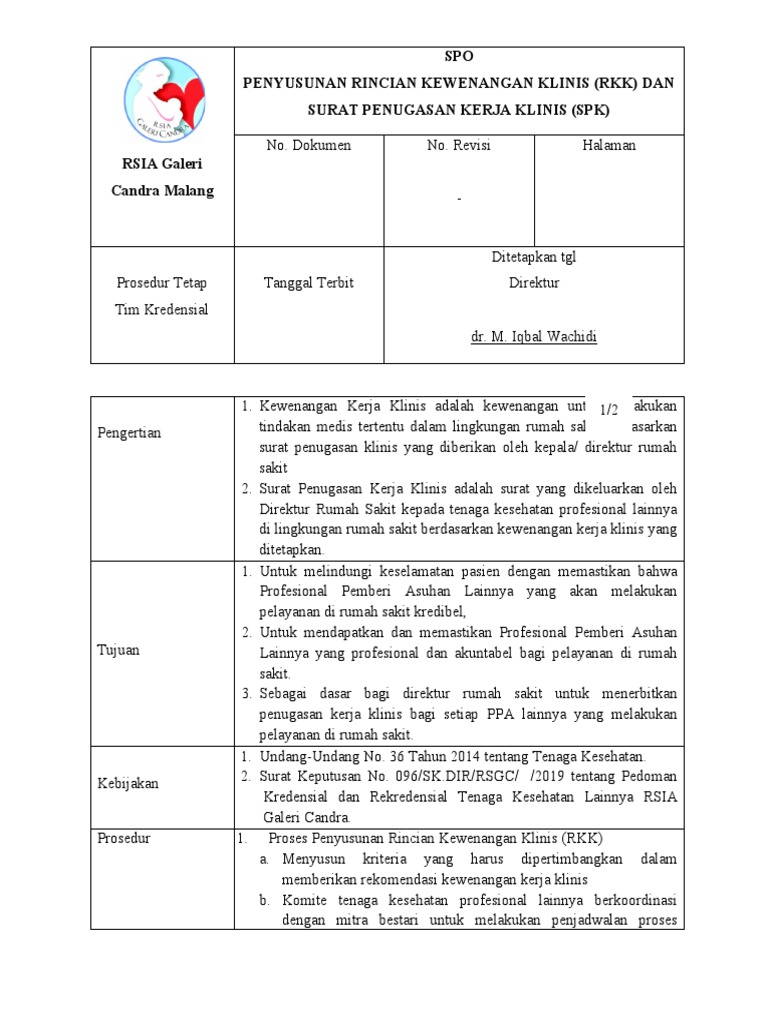 Rancangan Spo RKK SPK | PDF