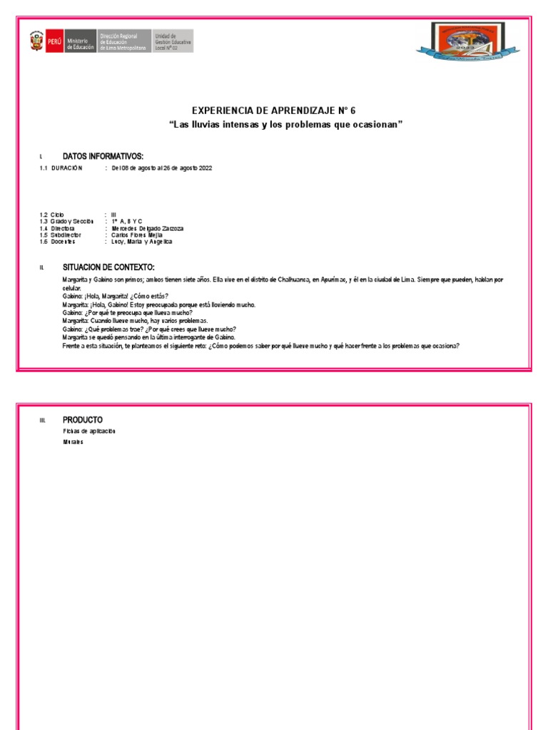 Experiencia de Aprendizaje 06 1 Grado - 2022 | PDF | Aprendizaje | Geometría