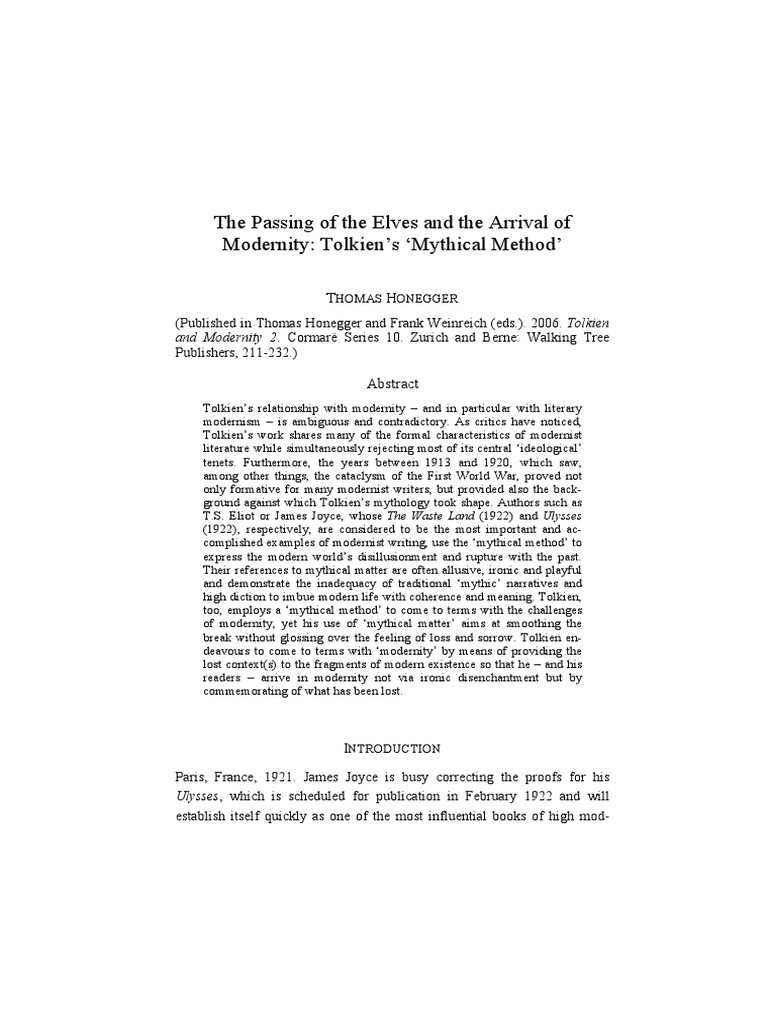 ‘The Passing of the Elves and the Arrival of Modernity: Tolkien’s ...