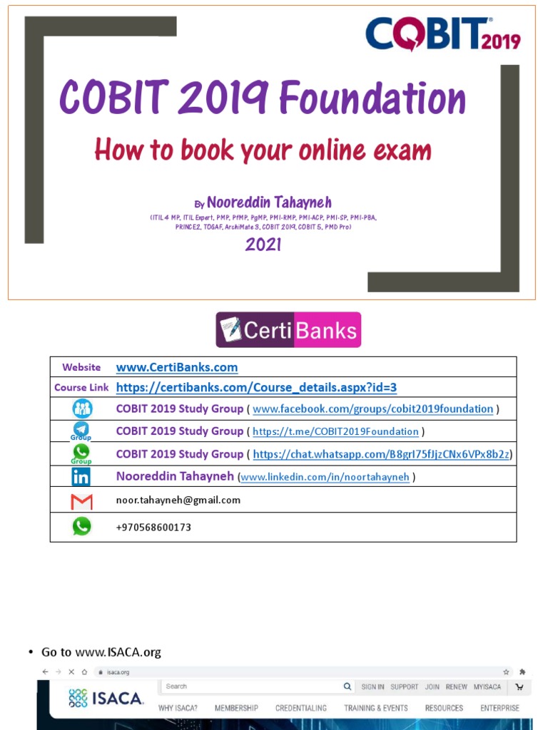How To Book Your COBIT 2019 ONLINE Exam | PDF