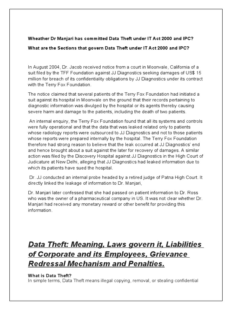 Data Theft and Legal Consequences | PDF | Theft | Computer Security
