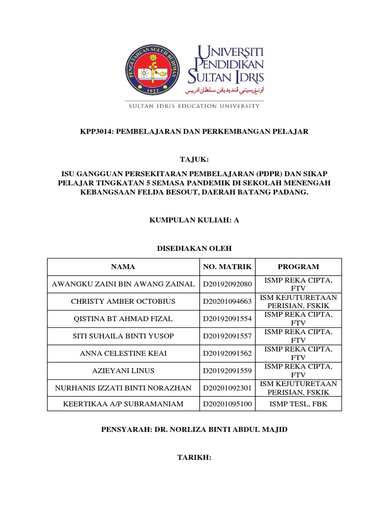 Laporan Kumpulan 7 KPP3014 | PDF