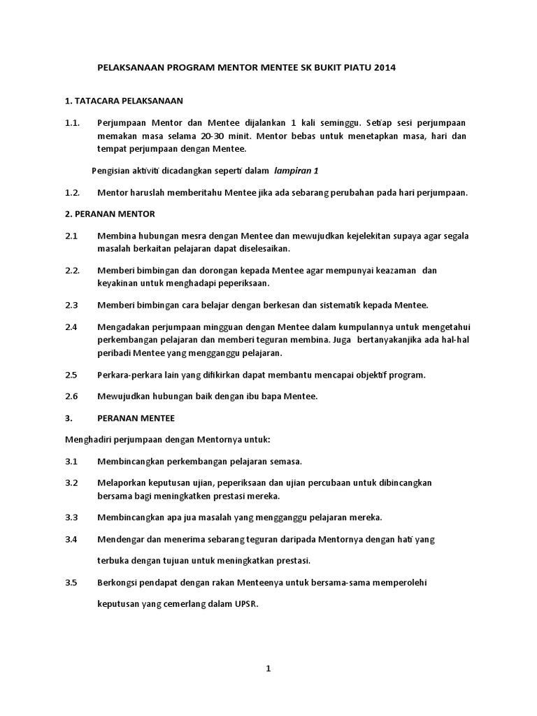 Jadual Kehadiran Mentor Mentee 2014 | PDF | Karier & Perkembangan