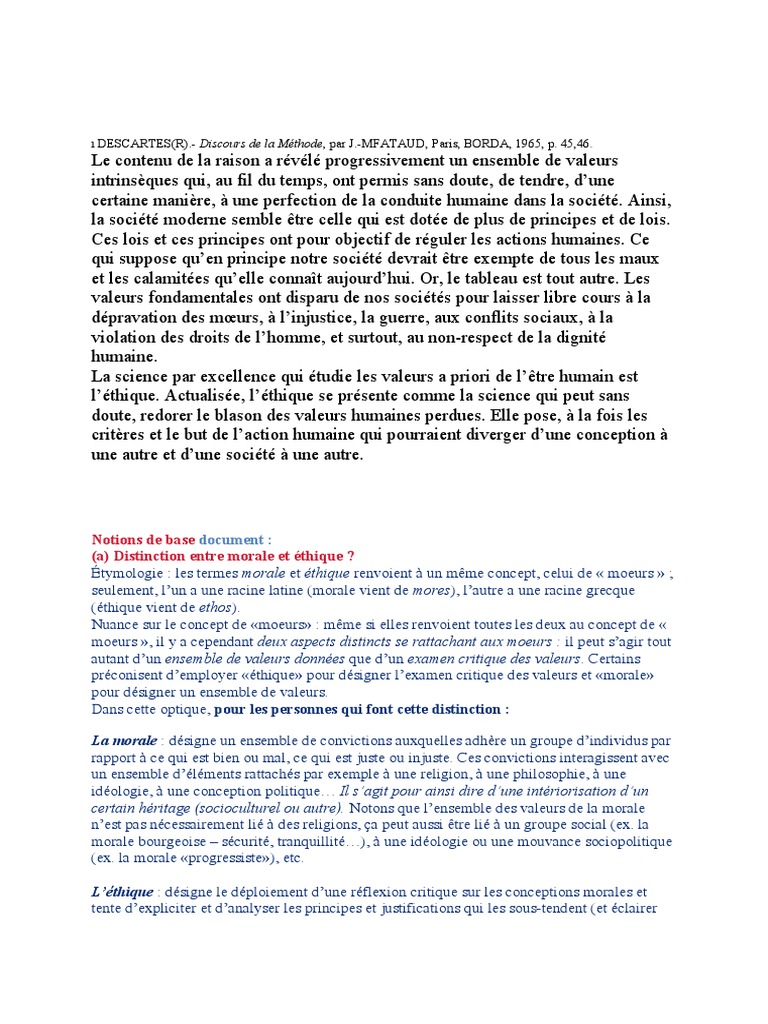 Valeurs morales et éthique en société | PDF | Moralité | Vérité