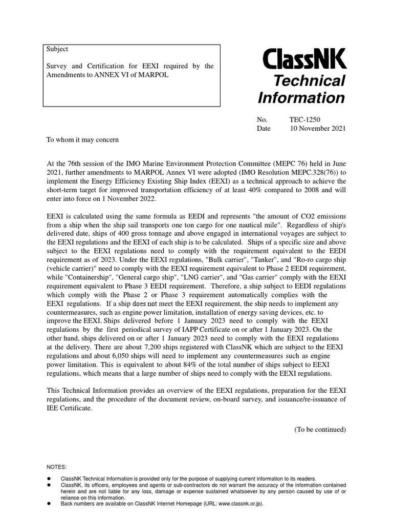EEXI | PDF | Ships | Marine Propulsion
