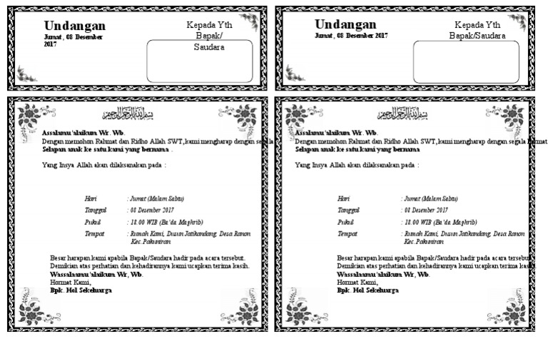 Undangan Selapan Bayi | PDF