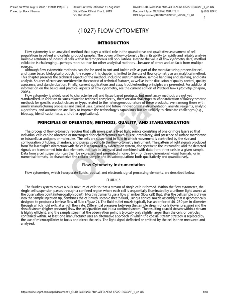 Official: Á1027Ñ Flow Cytometry | PDF | Flow Cytometry | Fluorophore