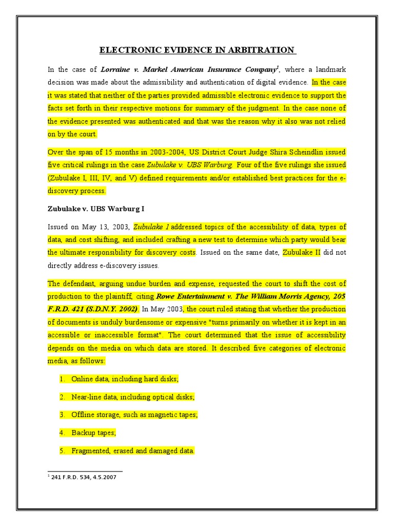 Electronic Evidence in Arbitration | Download Free PDF | Legal ...