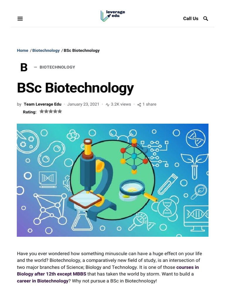 BSC Biotechnology Course, Eligibility, Universities & Scope - Leverage ...