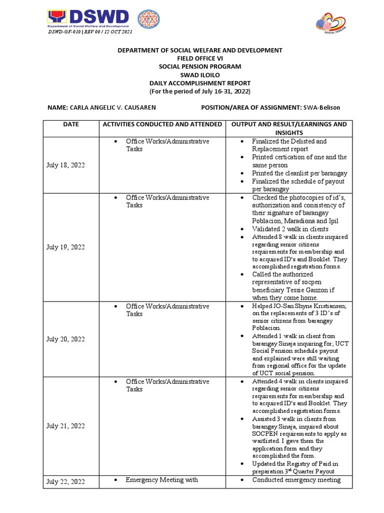 DSWD-GF-010 - Rev 00 / 12 Oct 2021 | PDF | Government
