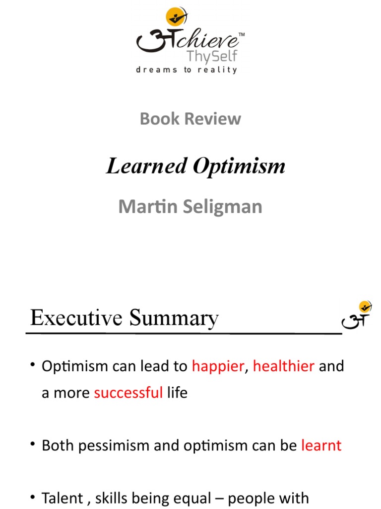 Learned Optimism - Book Review | PDF | Optimism | Behavioural Sciences