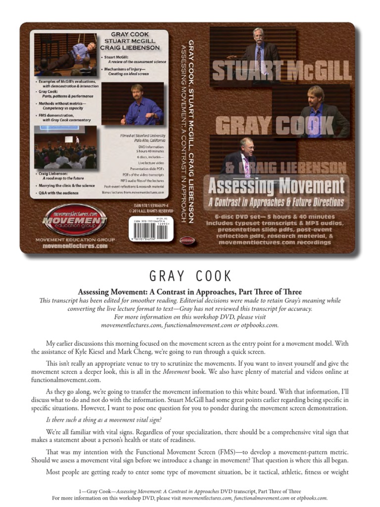 3 Gray Cook Assessing Movement Part Three Transcript | PDF | Pain ...