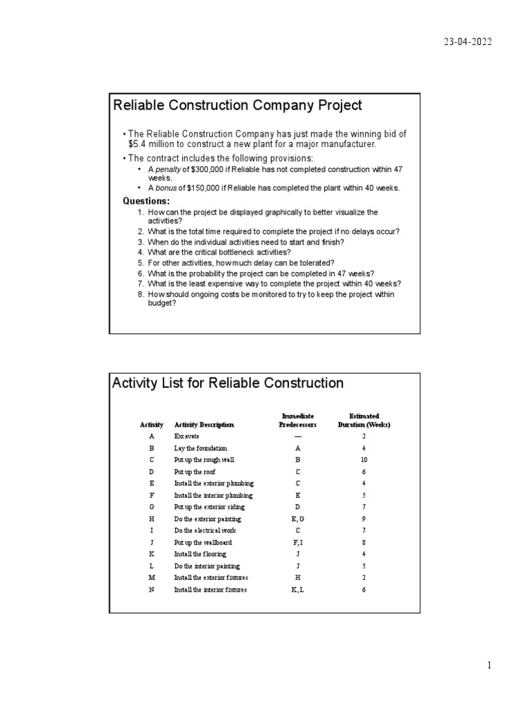 Construction Project Example | PDF