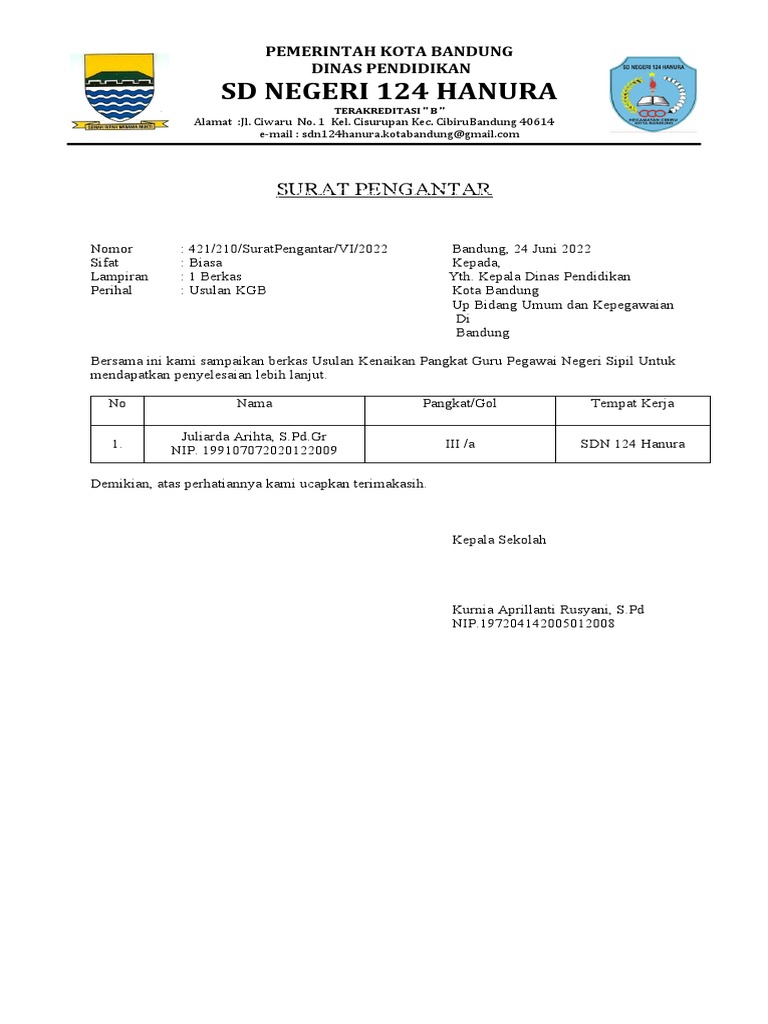 Surat Pengantar Usulan Jafung | PDF