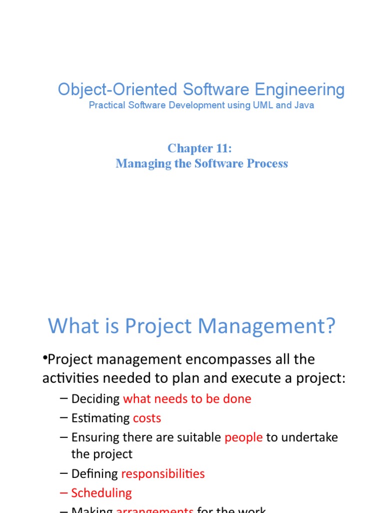 Object-Oriented Software Engineering: Managing The Software Process ...