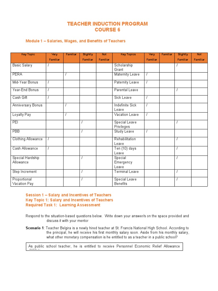 Teacher Induction Program Course 6: Module 1 - Salaries, Wages, and ...
