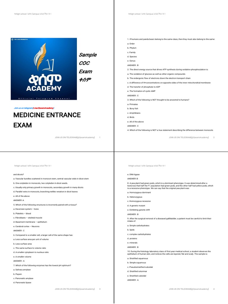 SAMPLE MEDICINE COC EXAM Academy | PDF