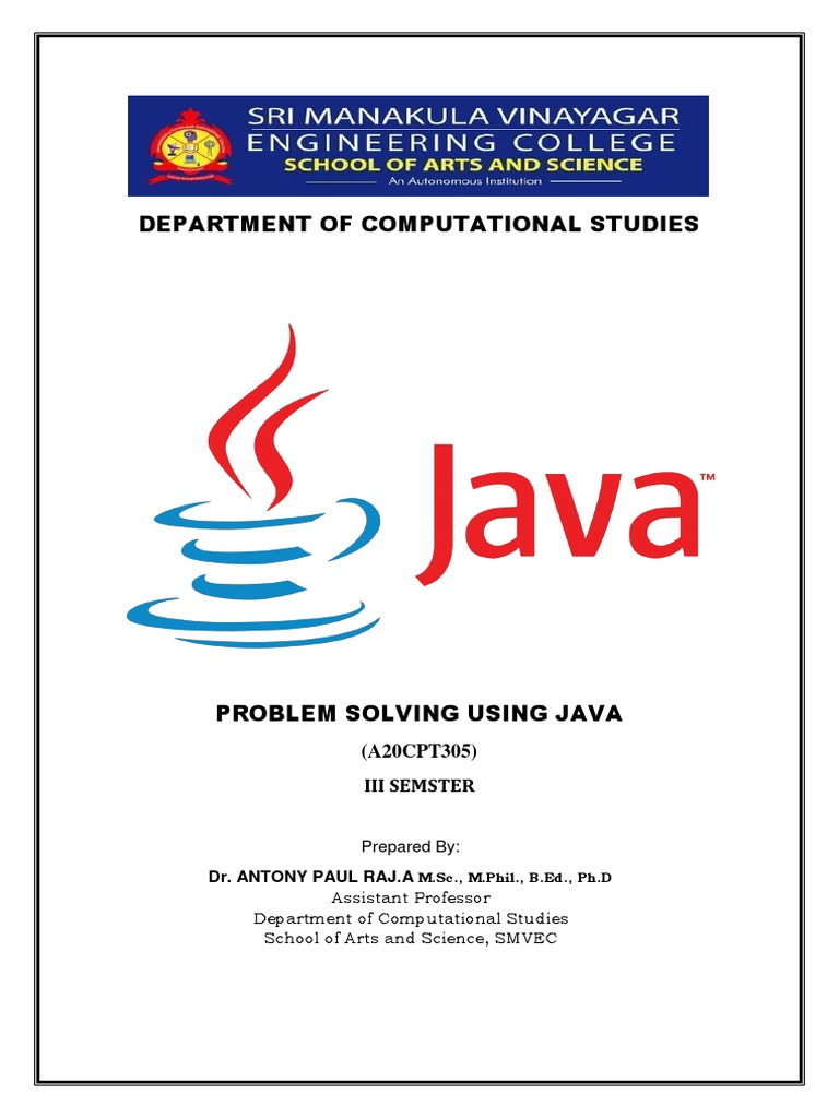 Unit 1 Java Pdf Class Computer Programming Data Type 9759