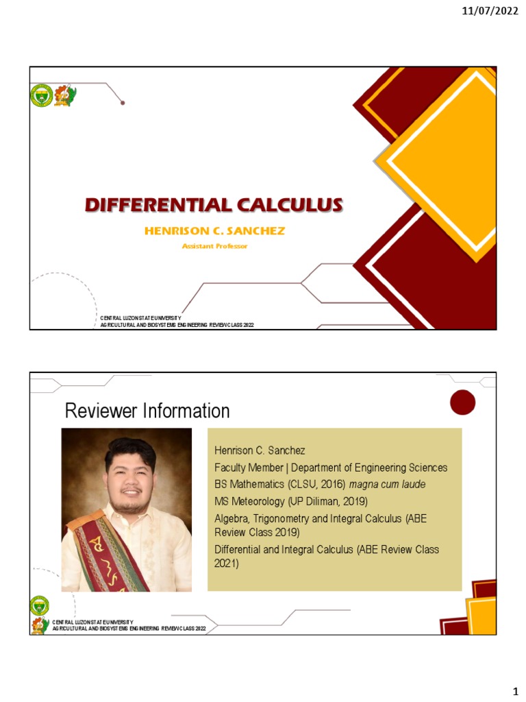 Differential Calculus: Reviewer Information | PDF | Velocity | Curvature
