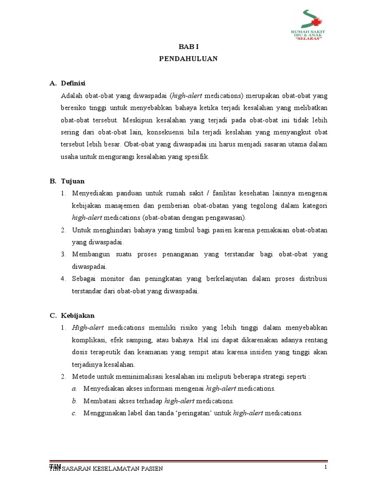 Panduan Obat High-Alert di Rumah Sakit | PDF | Kesehatan Holistik