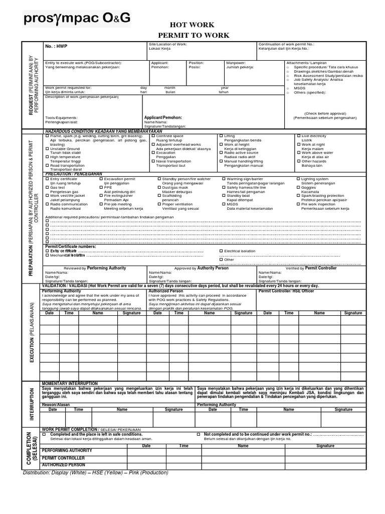 Ptw-Hot Work Permit | PDF