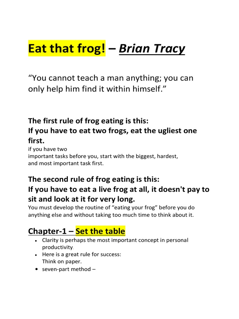 Eat That Frog | PDF | Optimism | Goal